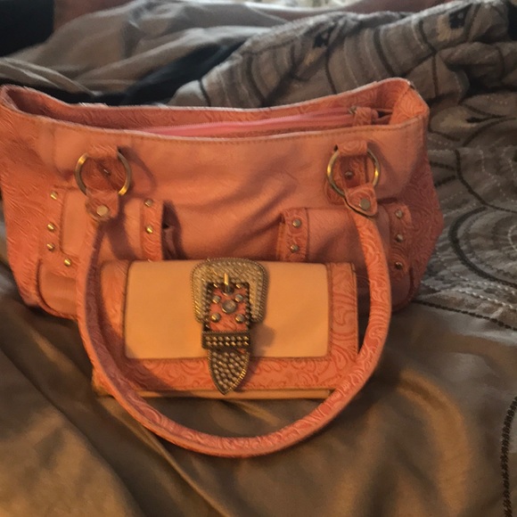 Bags | Shoulder Pink Bag Purse With Matching Wallet | Poshmark